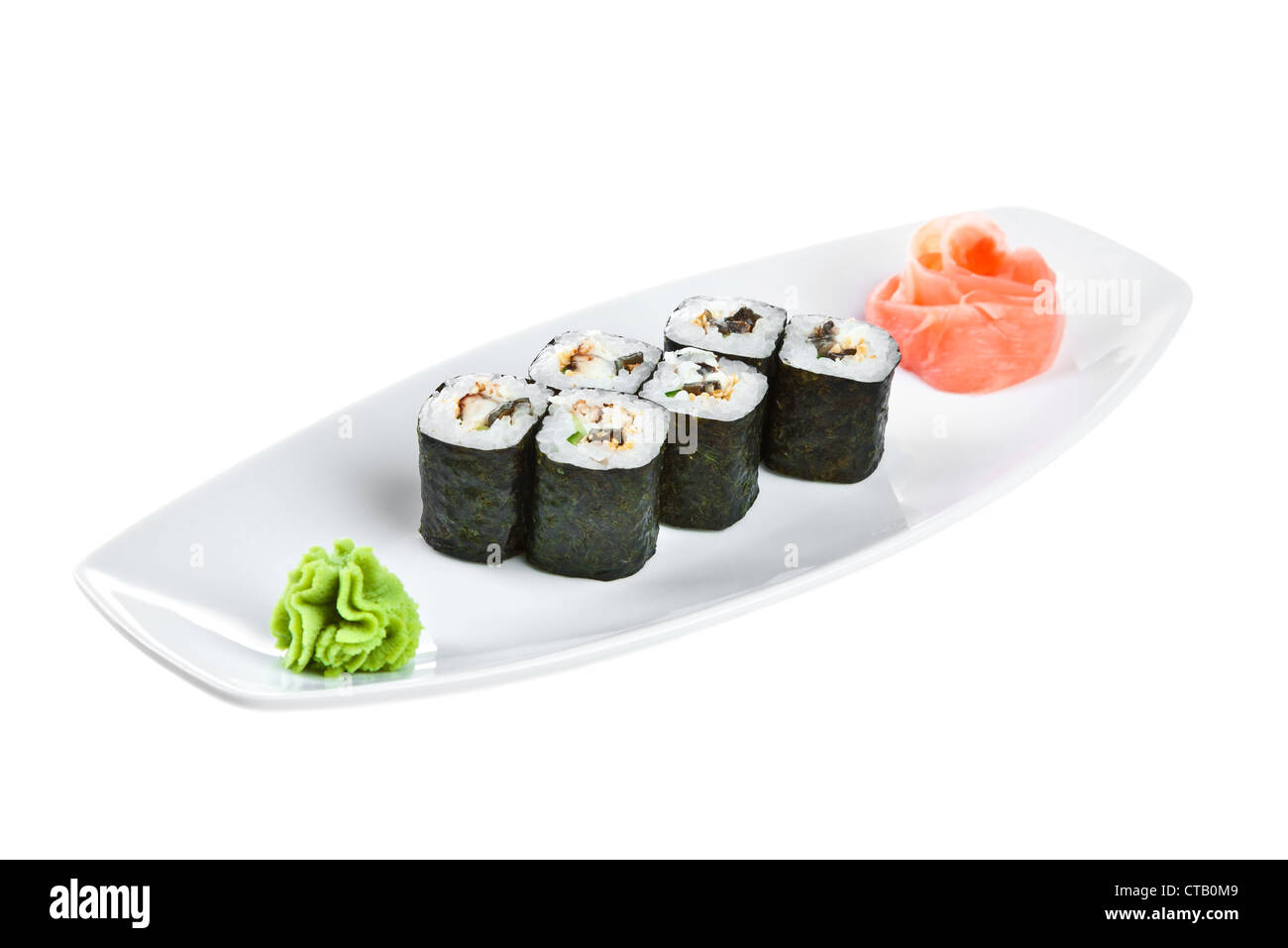 Japanese Cuisine - Sushi (Unagi Roll) on a white background Stock Photo - Alamy