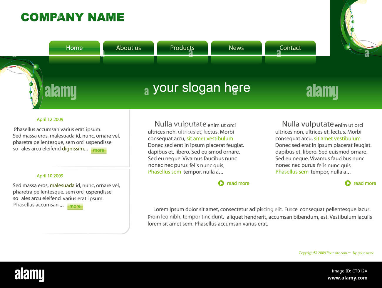 green glossy website template vector illustration Stock Photo - Alamy