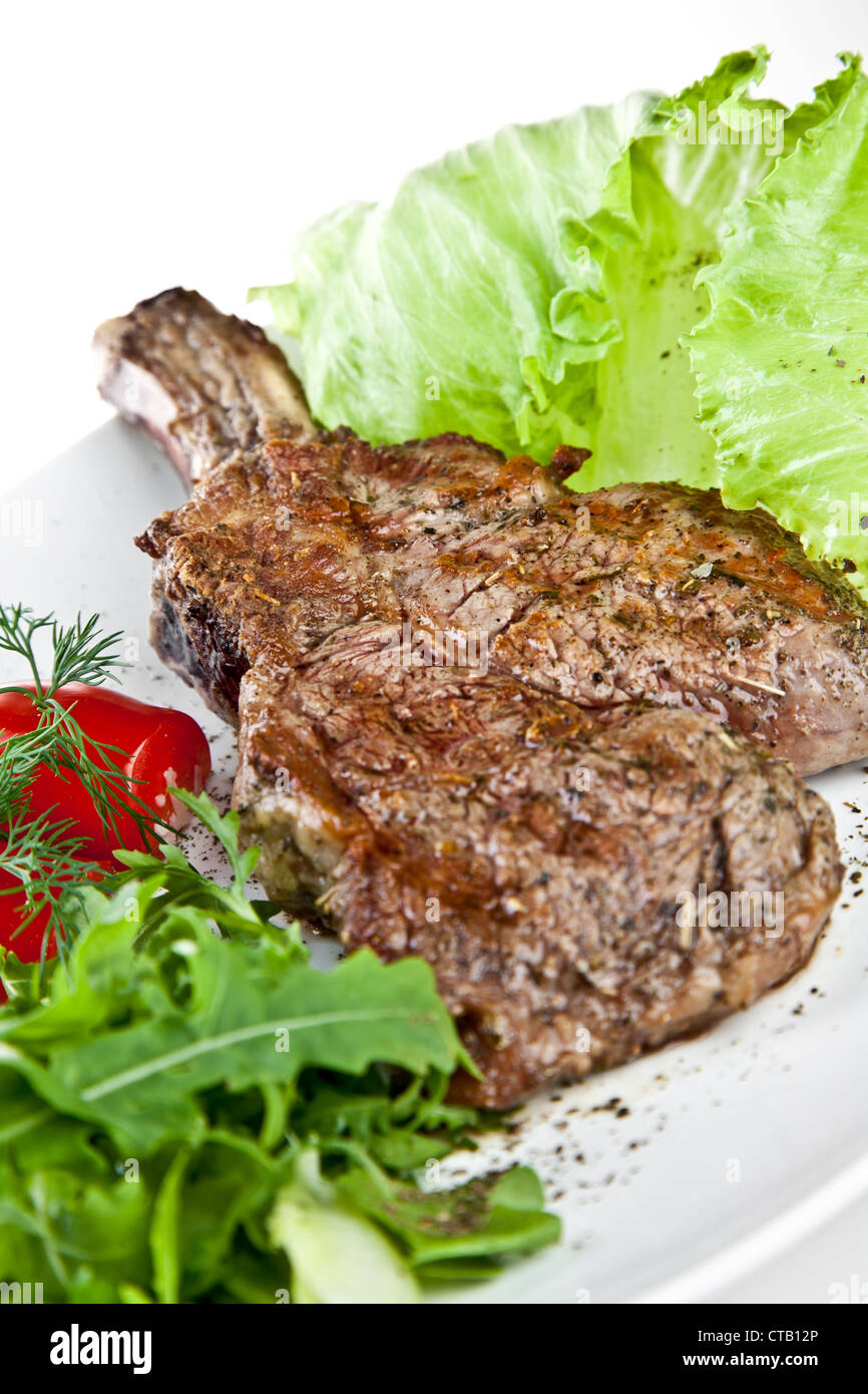 roast veal isolated on a white background Stock Photo - Alamy
