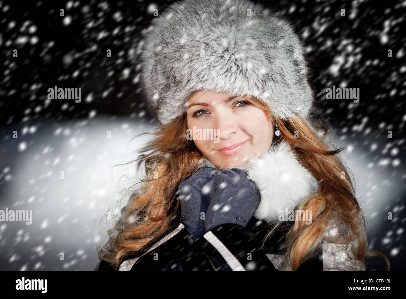 Portrait of the beautiful girl in the winter Stock Photo - Alamy