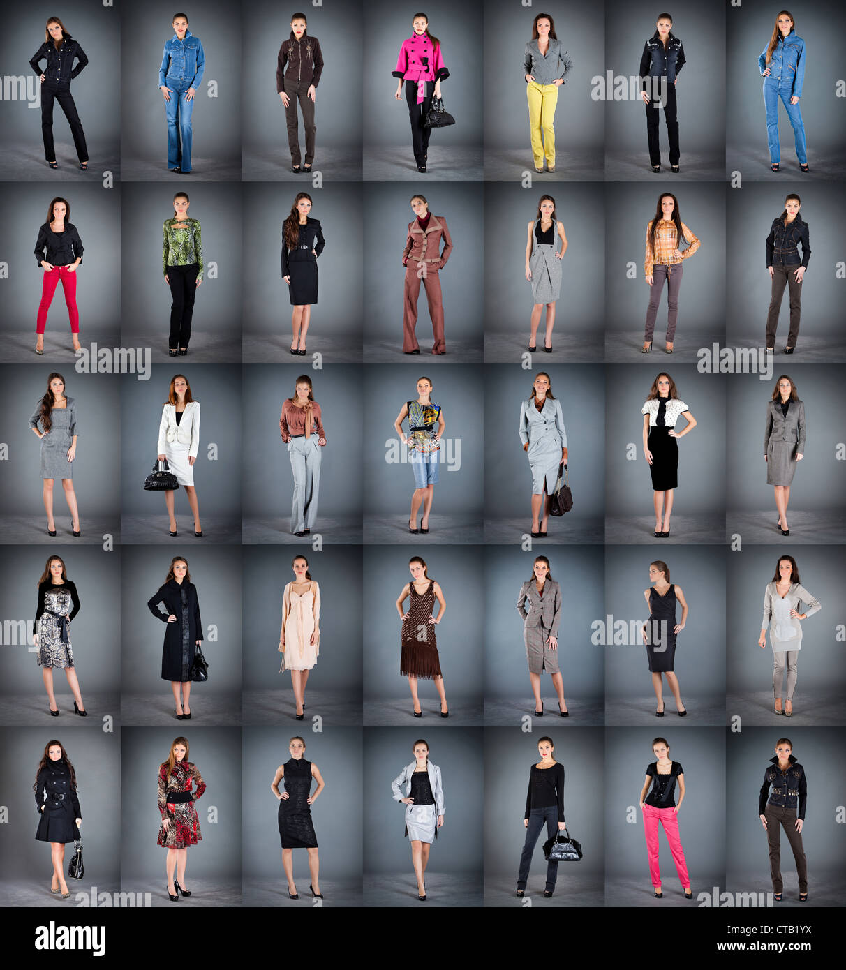 girls in different clothes, collection from 35 pieces Stock Photo - Alamy