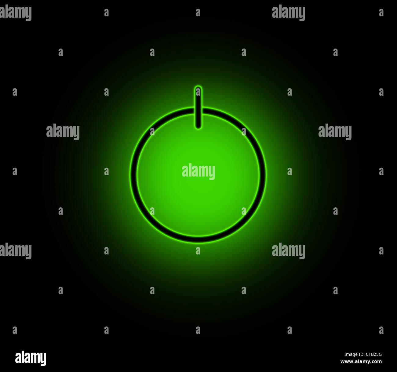 Green power button Stock Photo - Alamy