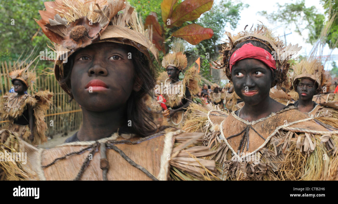 Girls at the Ati Atihan festival, Ibajay, Aklan, Panay Island, Visayas ...