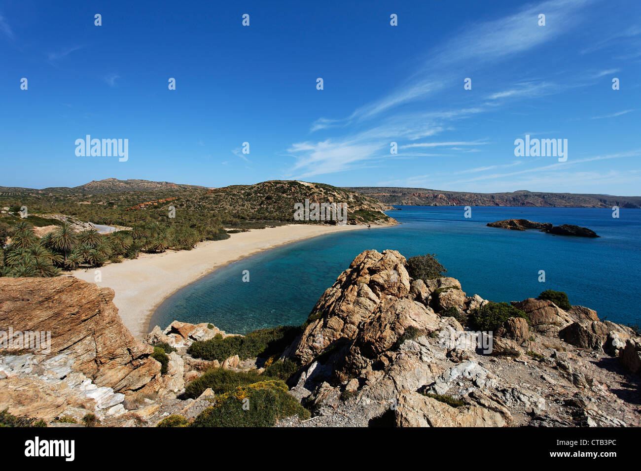 Palm beach of Vai, largest natural palm forest in Europe, Vai ...