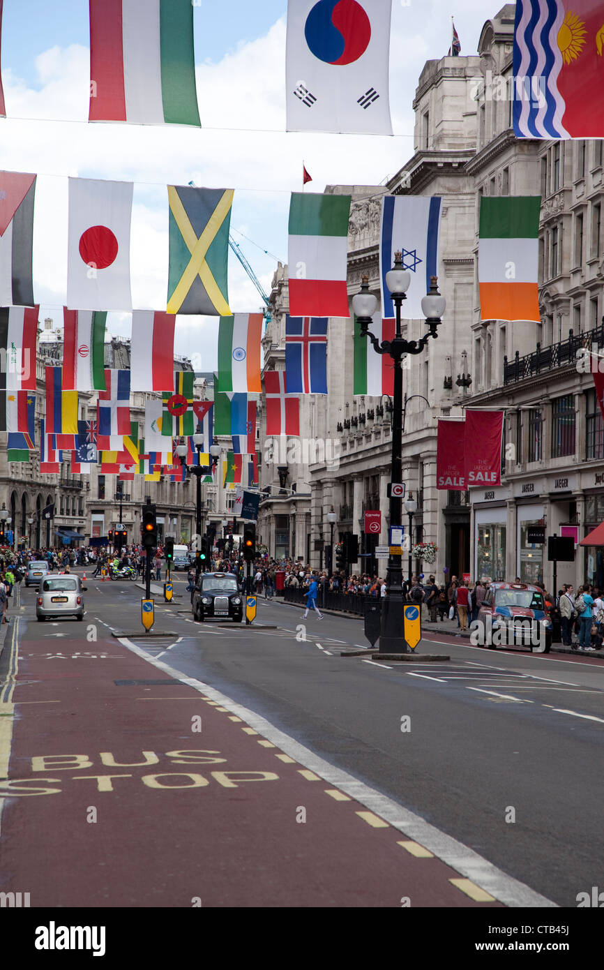 Flags of the participating nations at the 2012 London Olympics are ...