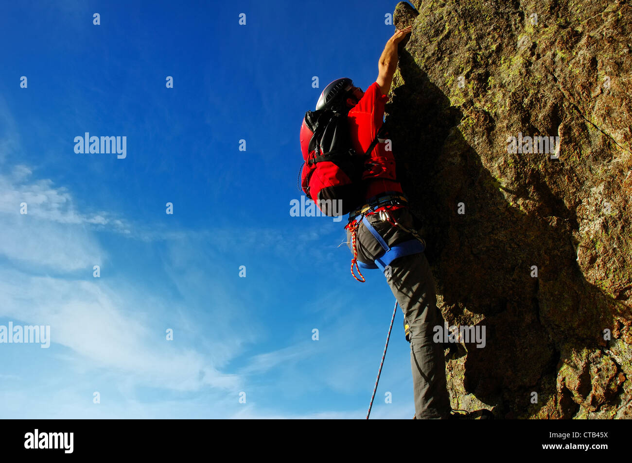 Male climber, Rock-climbing sport, horizontal orientation, day light ...