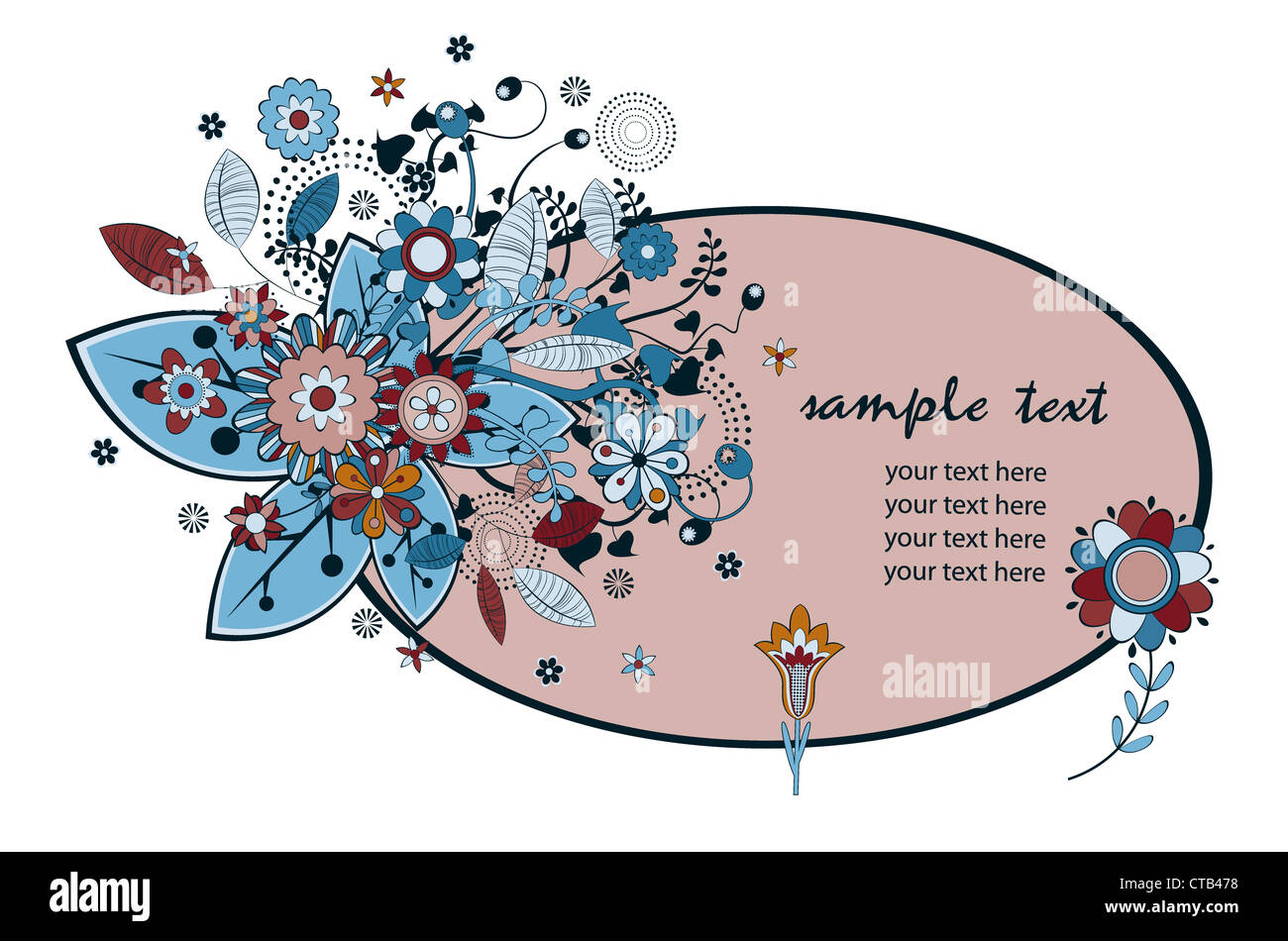 retro floral frame vector illustration Stock Photo - Alamy