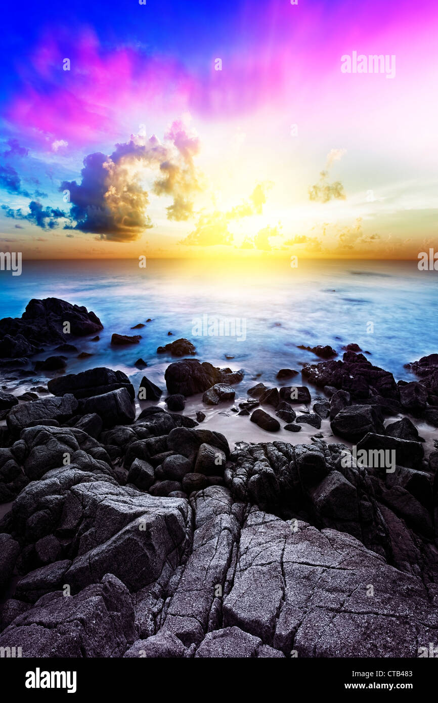 Sunset scene. Long exposure shot, HDR processed Stock Photo - Alamy