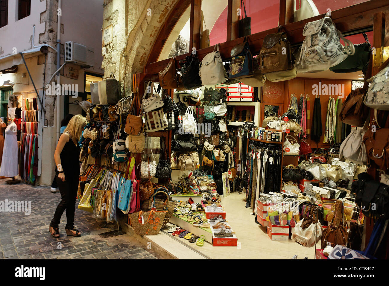 Greece crete rethymnon shopping street hi-res stock photography and ...