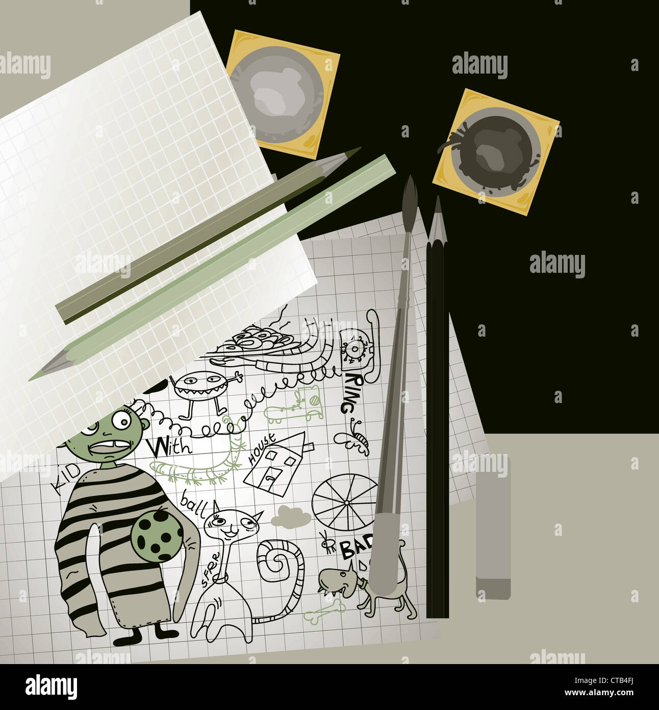 vector abstract illustration with pencils Stock Photo - Alamy