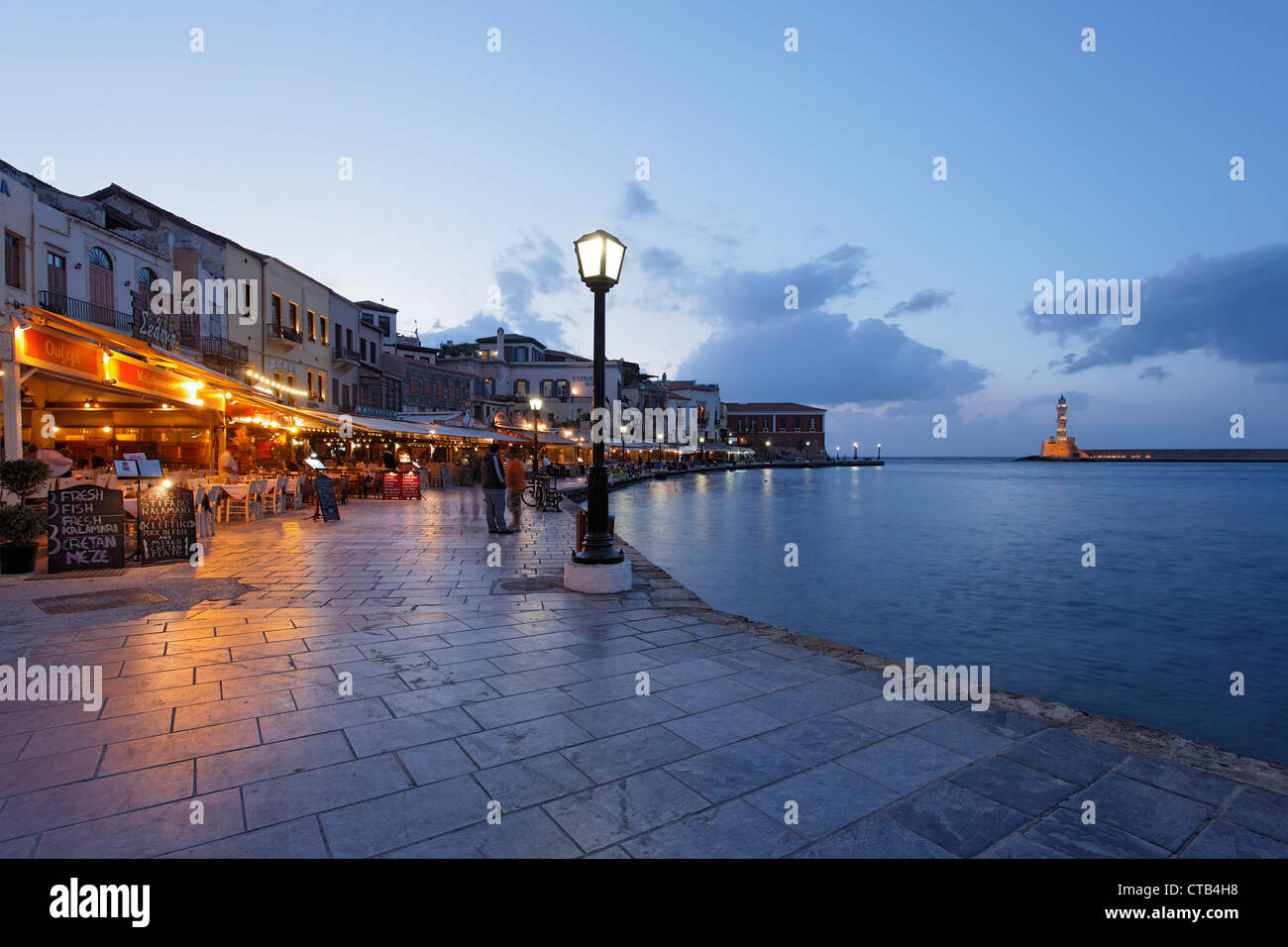 Promenade, Venetian port, Chania, Crete, Greece Stock Photo - Alamy