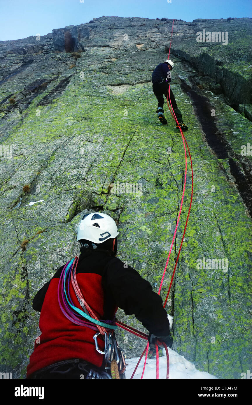 Climber during a double rope descent Stock Photo - Alamy