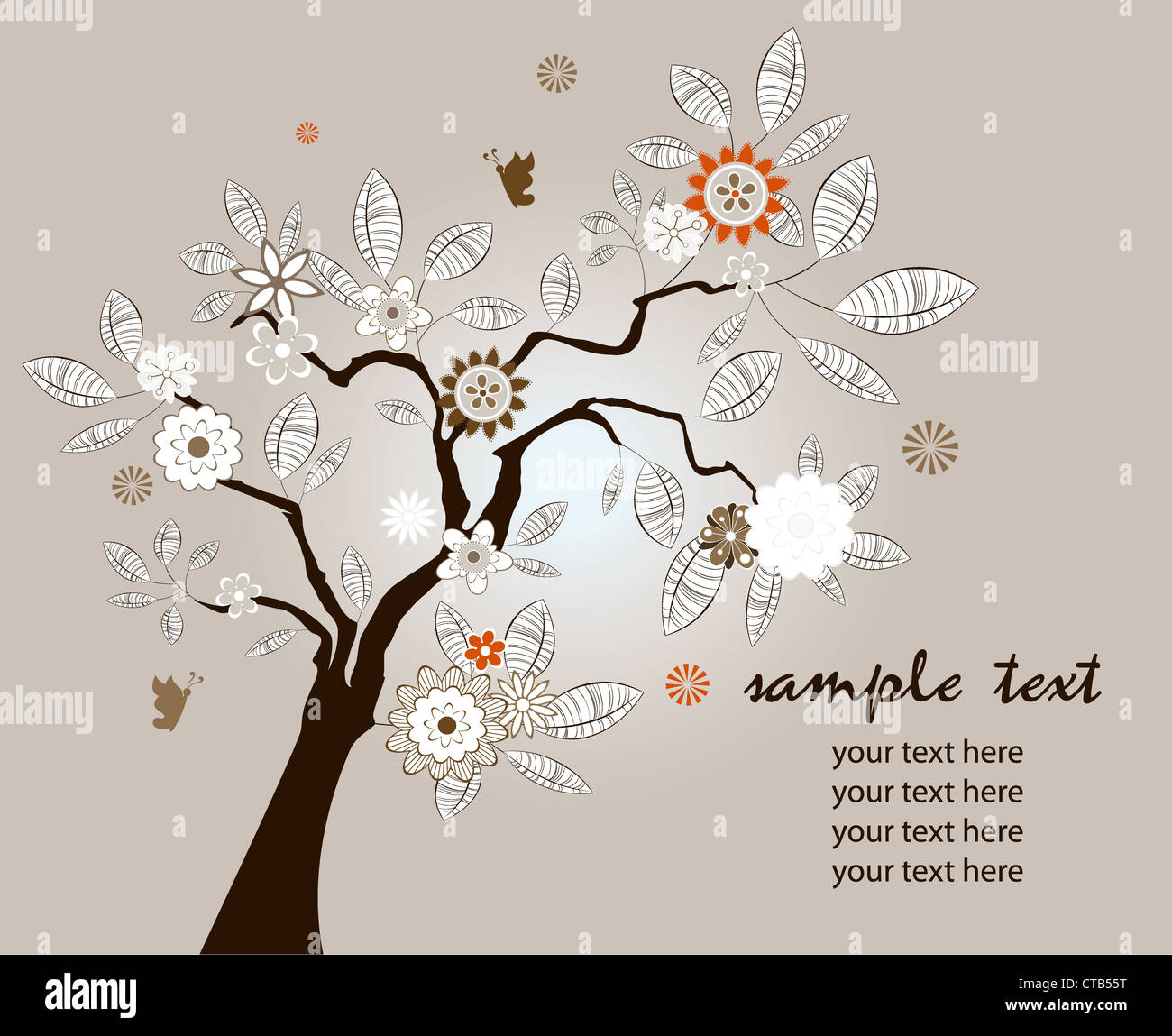 tree with butterflies vector illustration Stock Photo - Alamy