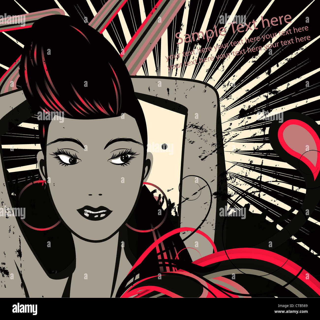 vector retro background with lady Stock Photo - Alamy