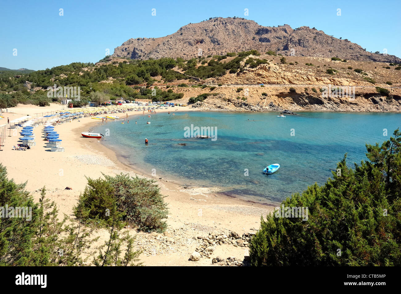 Summer landscape:beach on the greece island of Rhodes Stock Photo - Alamy