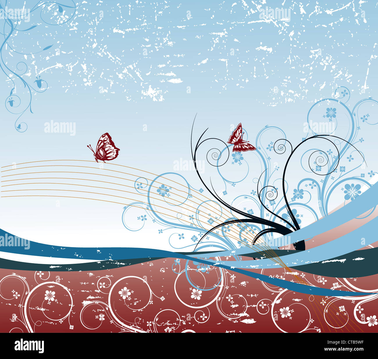 vector eroded background with floral Stock Photo - Alamy