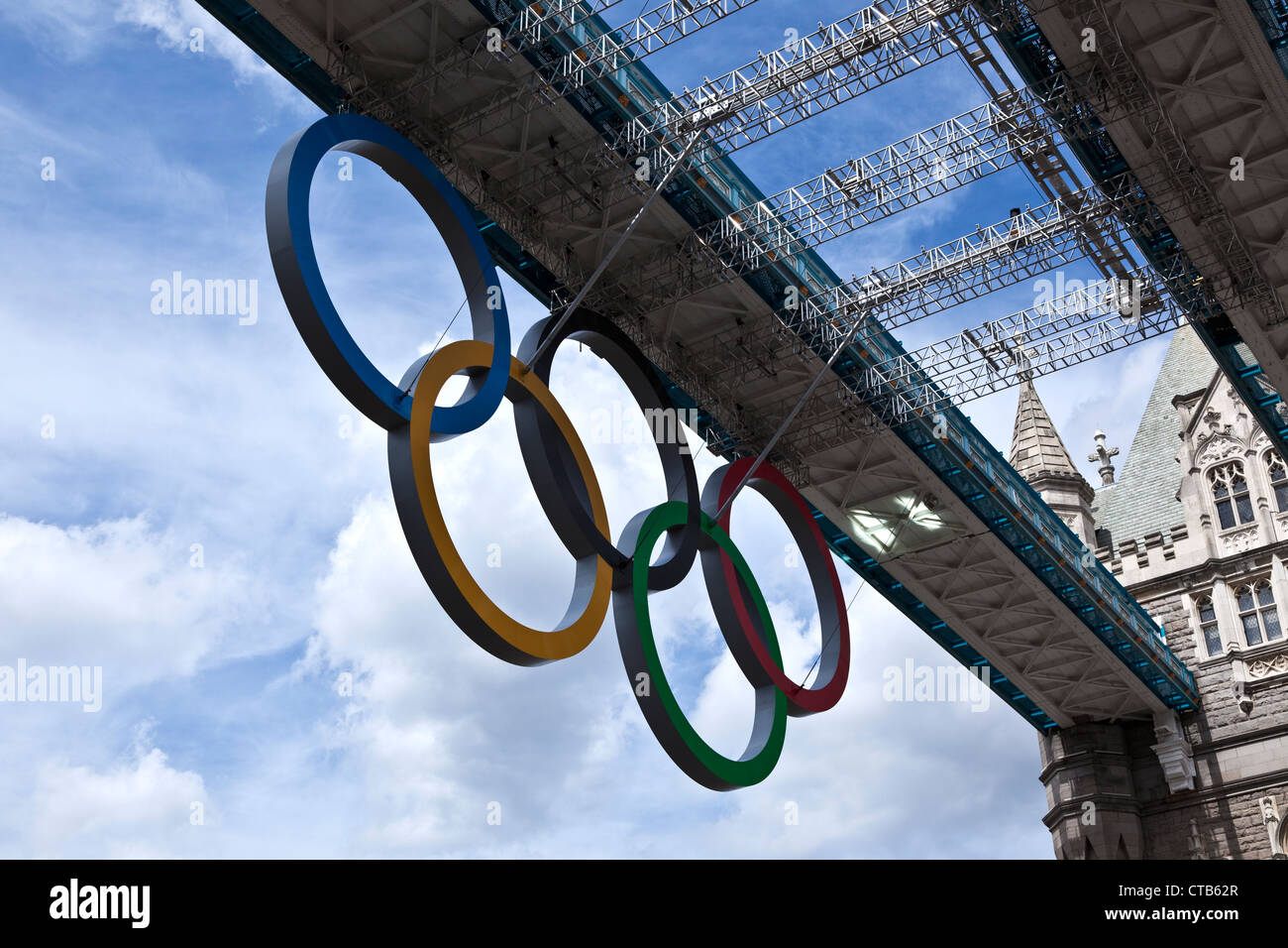 Olympic Rings on Tower Bridge Stock Photo - Alamy