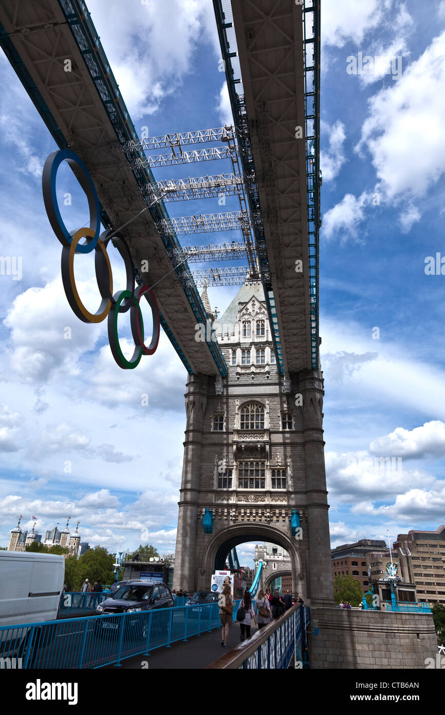 Olympic Rings on Tower Bridge Stock Photo - Alamy