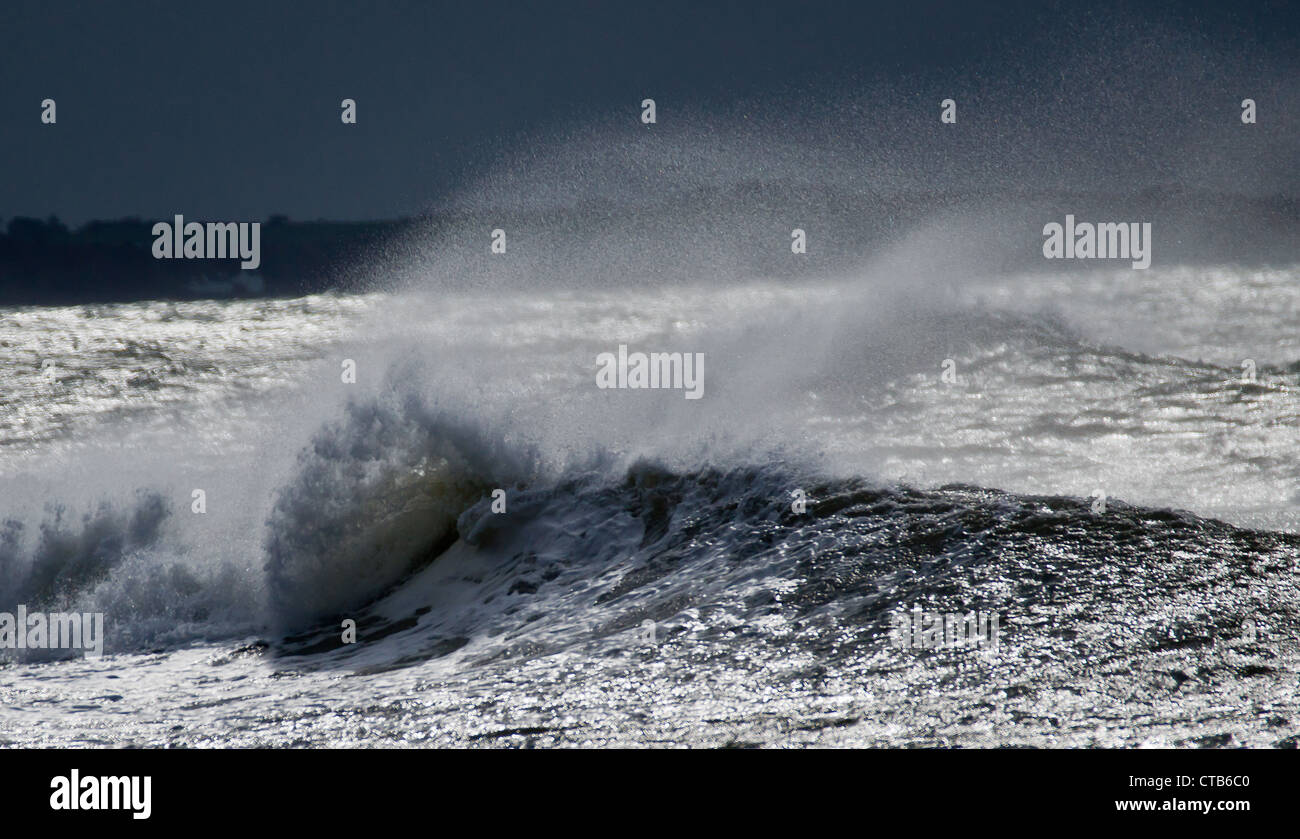 Wave and Sea Spray in storm Stock Photo - Alamy