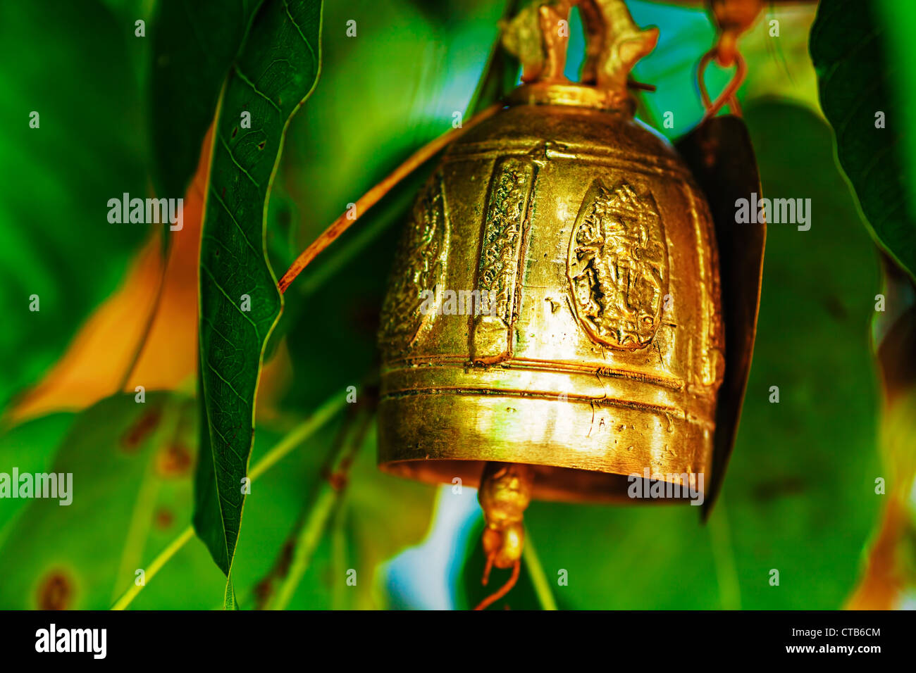 Buddhist wishing bell. Shallow DOF, HDR processed Stock Photo - Alamy