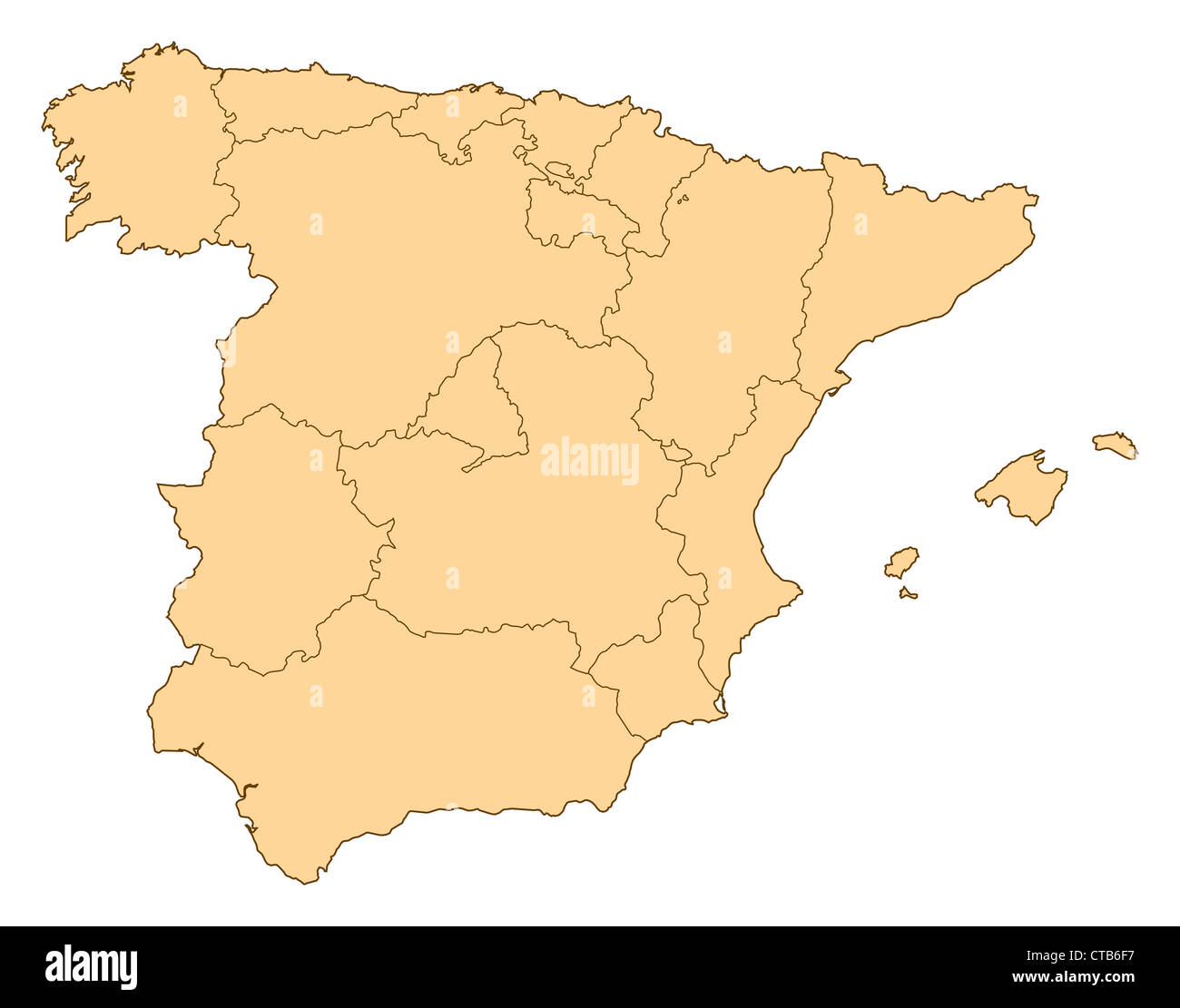 Map of Spain with the several provinces Stock Photo - Alamy