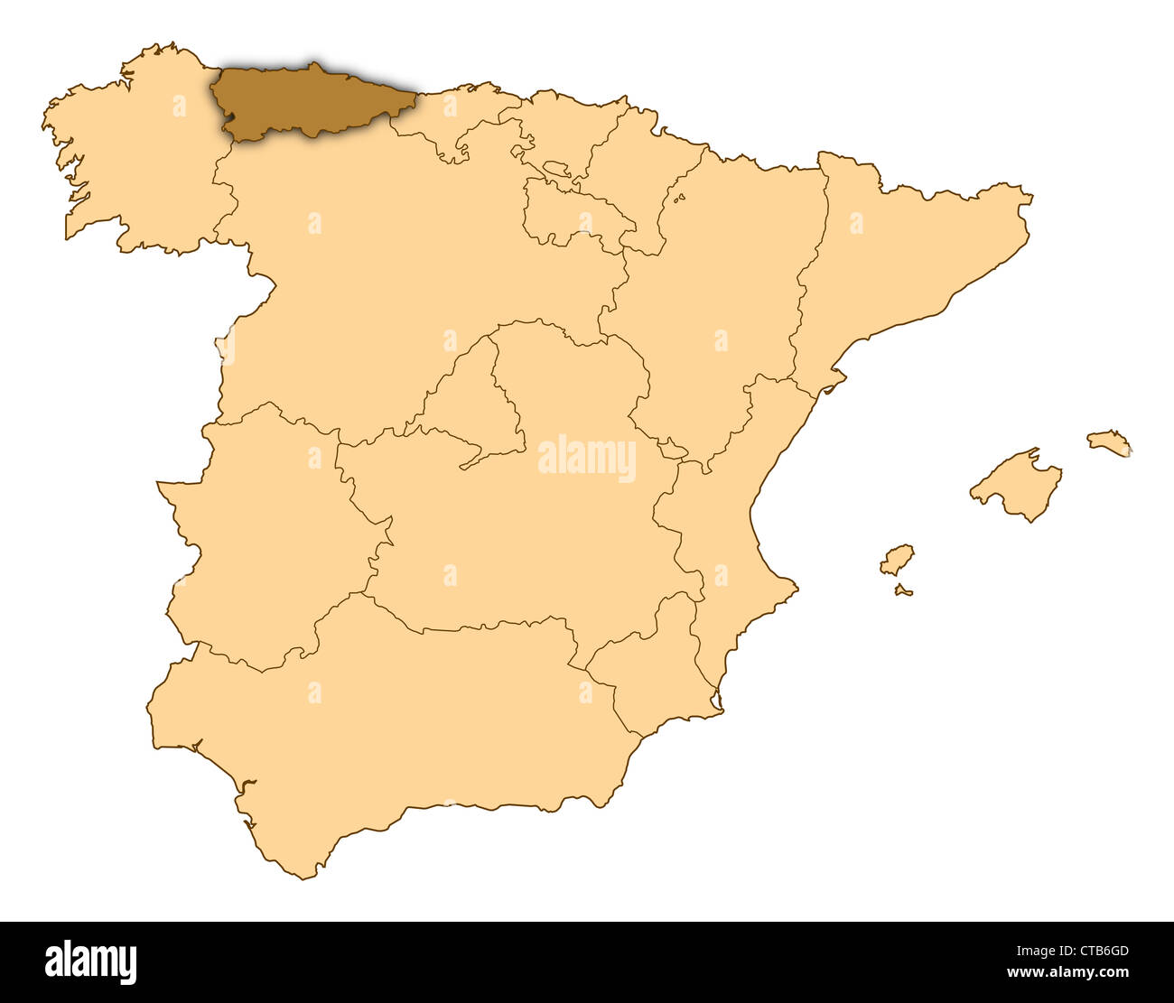 Asturias map hi-res stock photography and images - Alamy