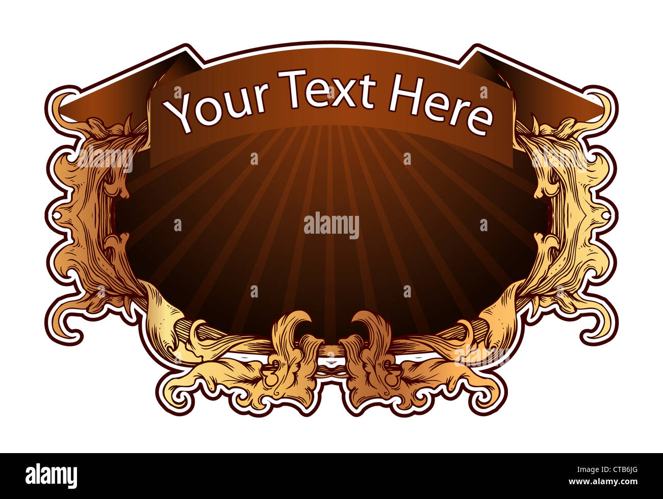 vector vintage gold floral frame with rays Stock Photo - Alamy