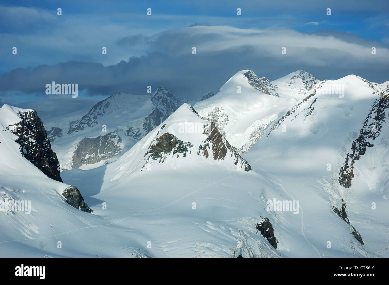 Mountain landscape: peaks and glaciers of Monte Rosa massif, west Alps ...