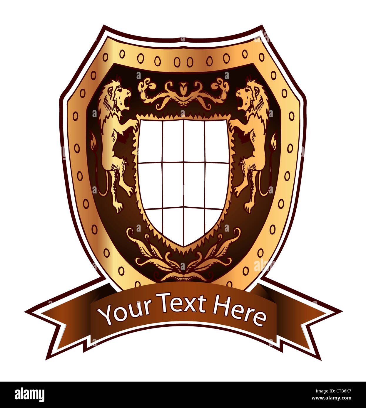 vector vintage emblem with shield Stock Photo - Alamy