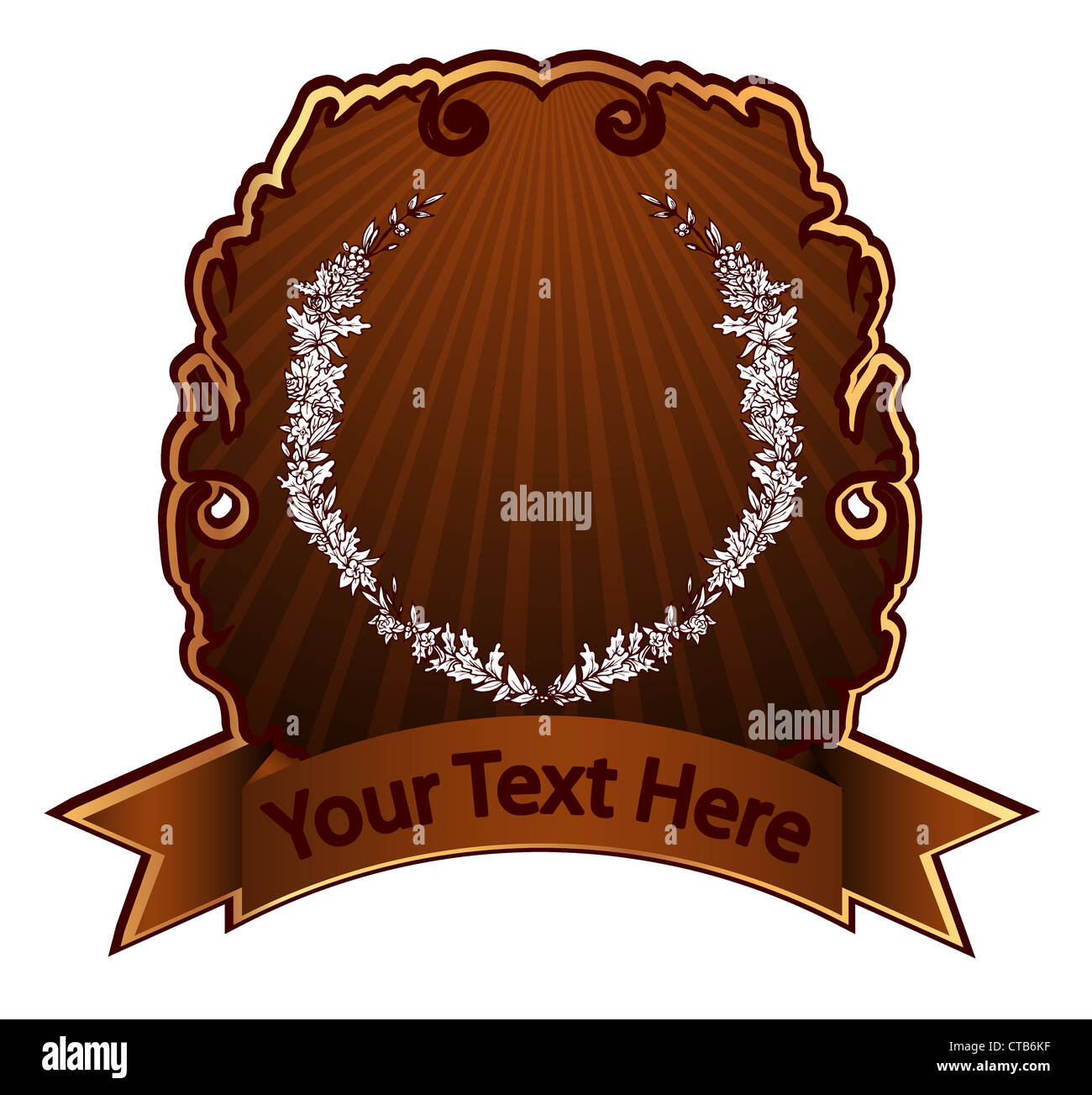 vector vintage emblem with laurel Stock Photo - Alamy