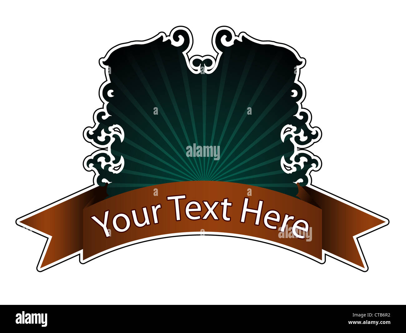 vector vintage emblem with scroll Stock Photo - Alamy