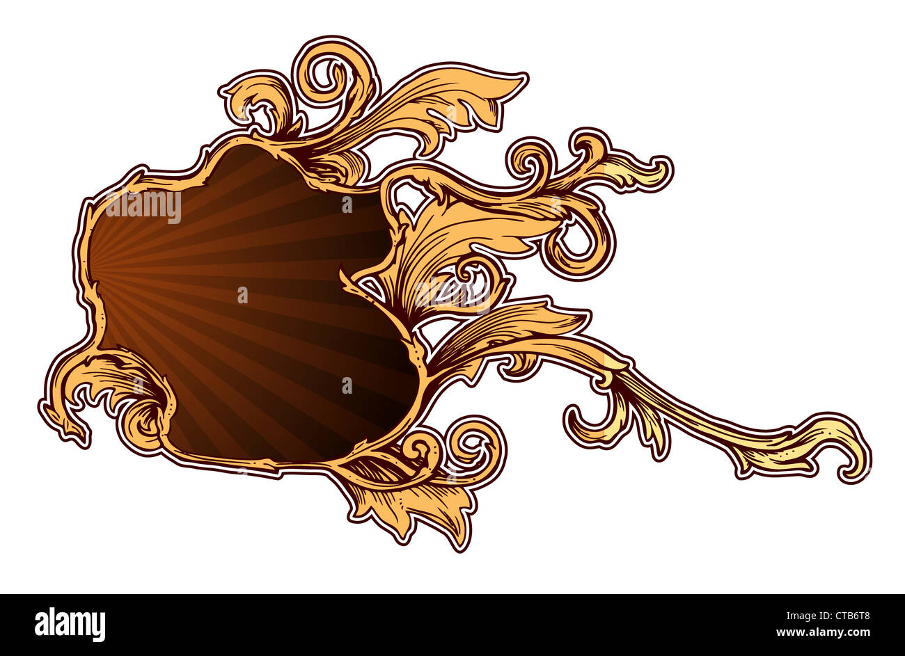 vector vintage gold floral frame with rays Stock Photo - Alamy