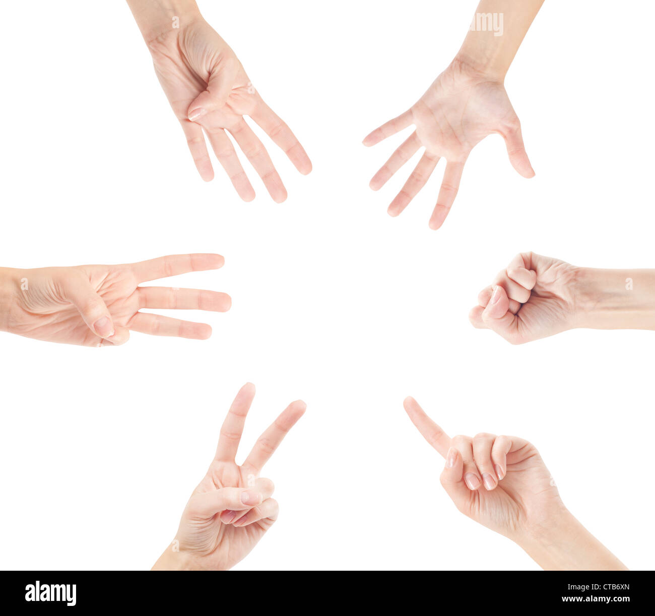Counting woman hands (0 to 5) isolated on white background Stock Photo ...