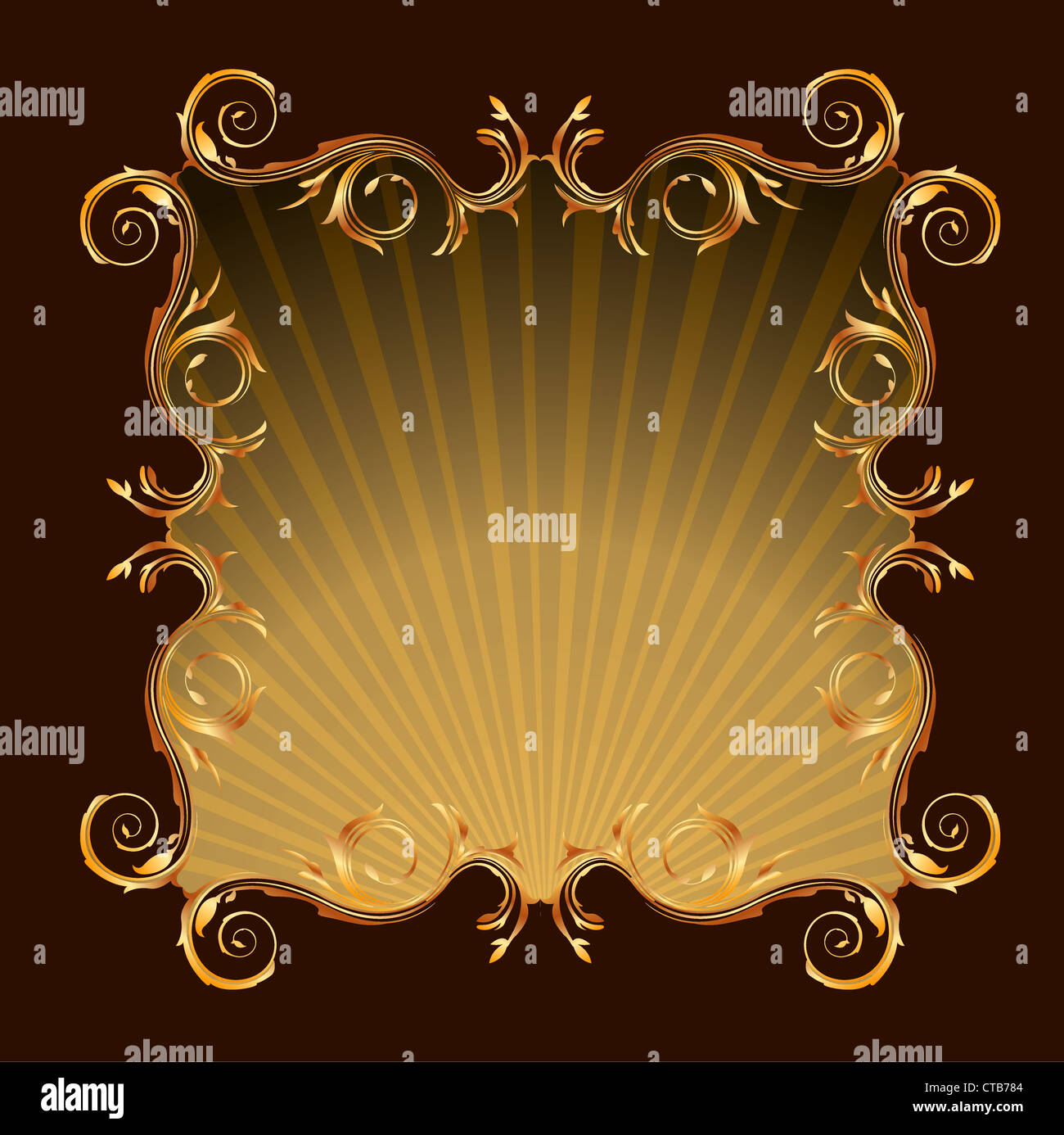 vector vintage gold floral frame Stock Photo - Alamy