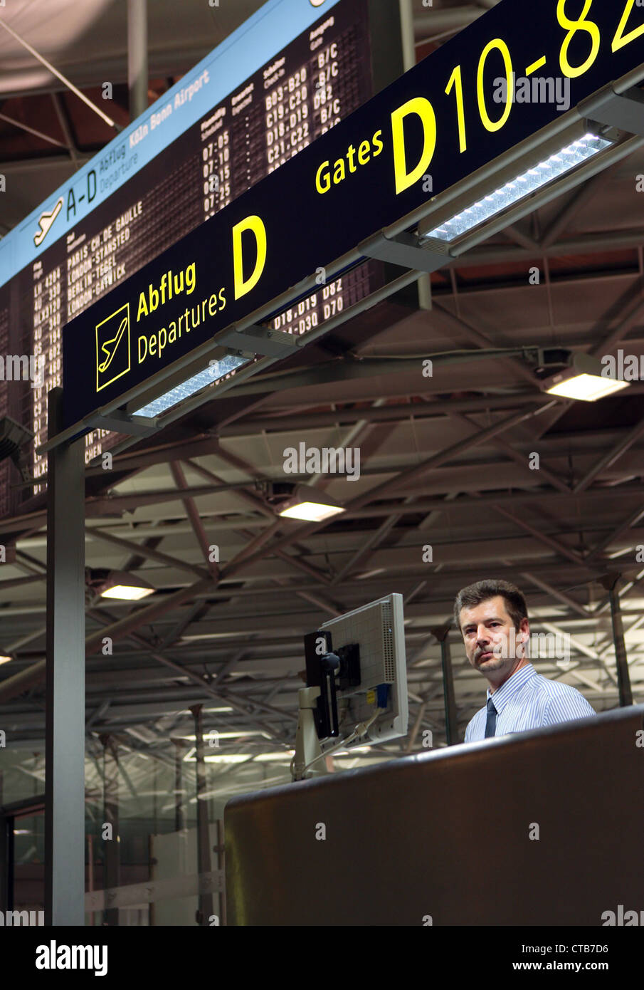 Cologne Bonn Airport, boarding pass control Stock Photo - Alamy