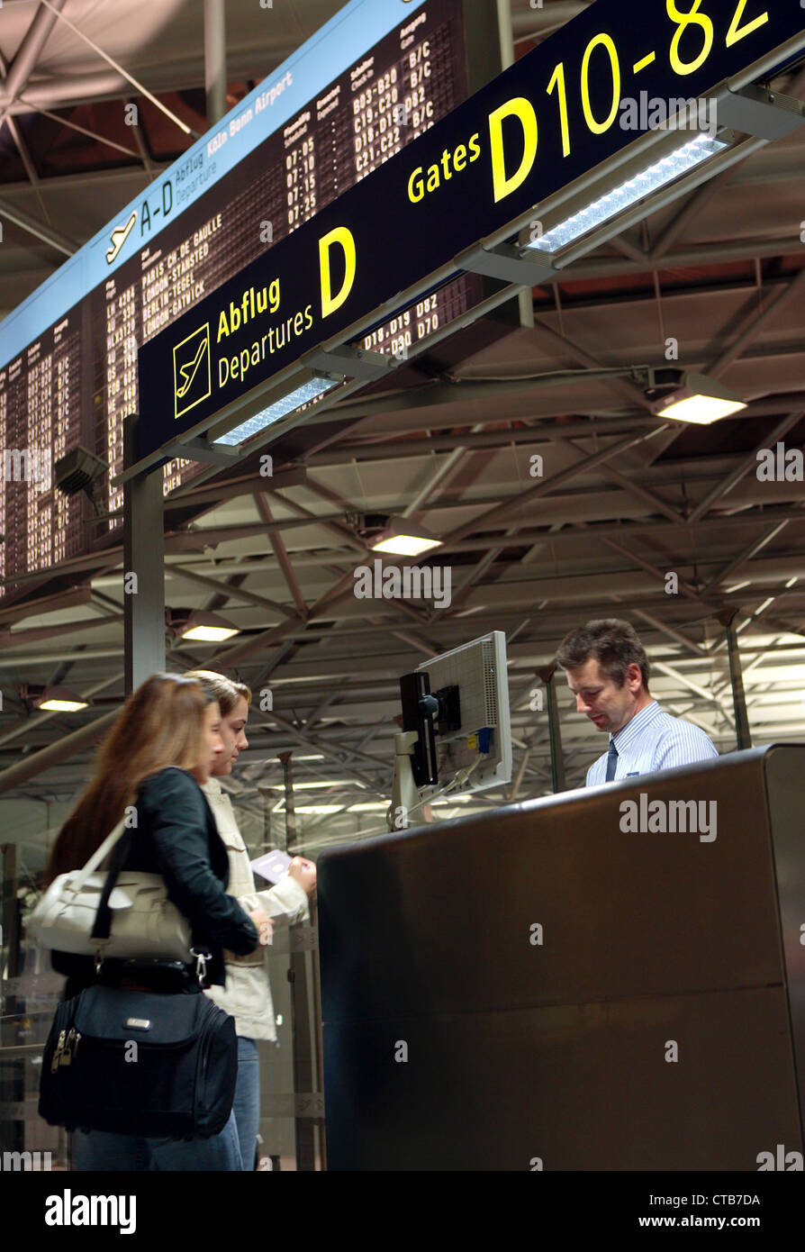 Cologne Bonn Airport, boarding pass control Stock Photo - Alamy
