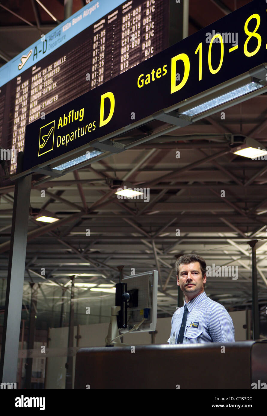 Cologne Bonn Airport, boarding pass control Stock Photo - Alamy