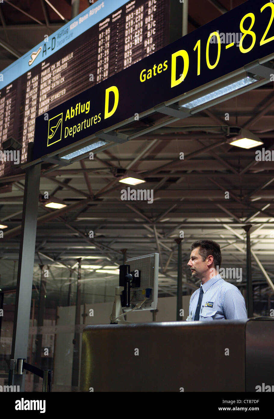 Cologne Bonn Airport, boarding pass control Stock Photo - Alamy