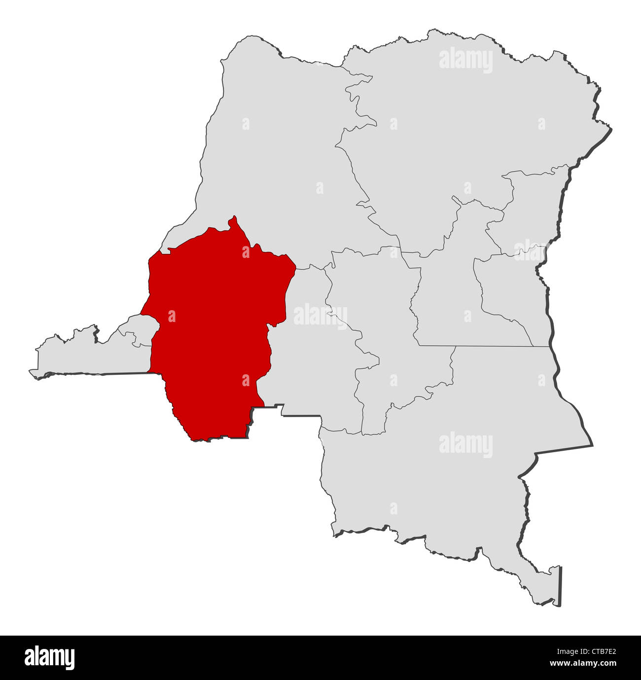 Political map of Democratic Republic of the Congo with the several ...