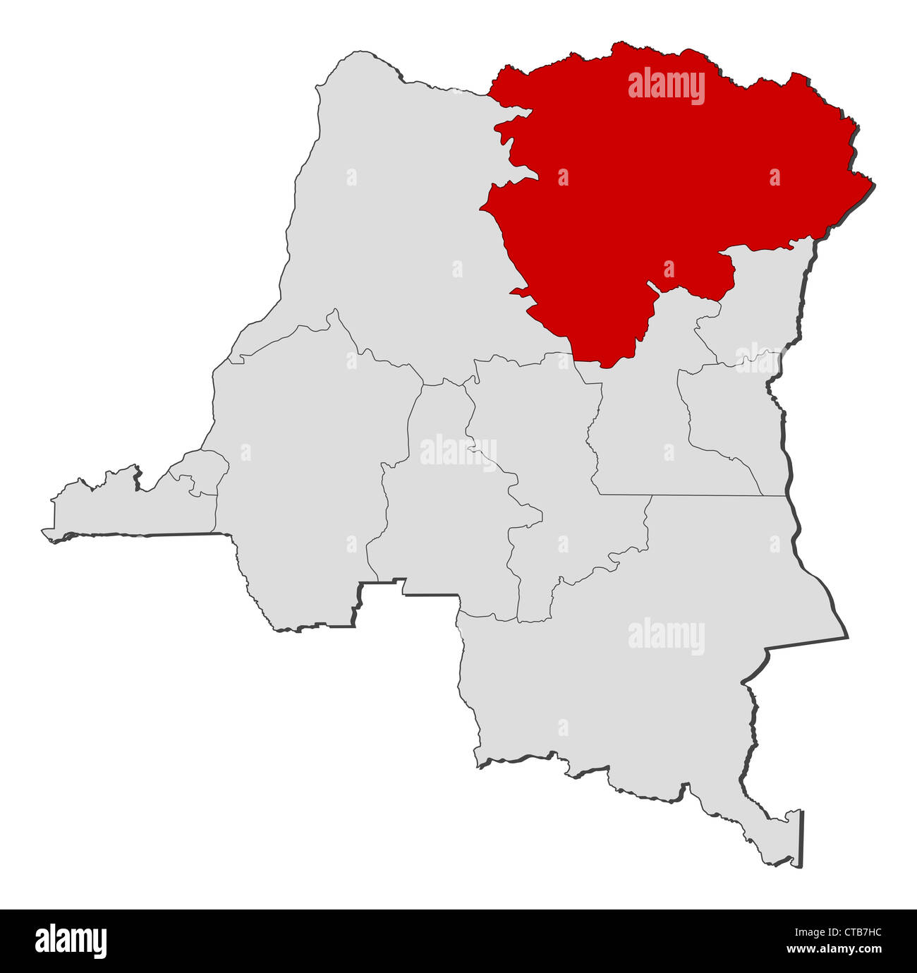 Political map of Democratic Republic of the Congo with the several ...
