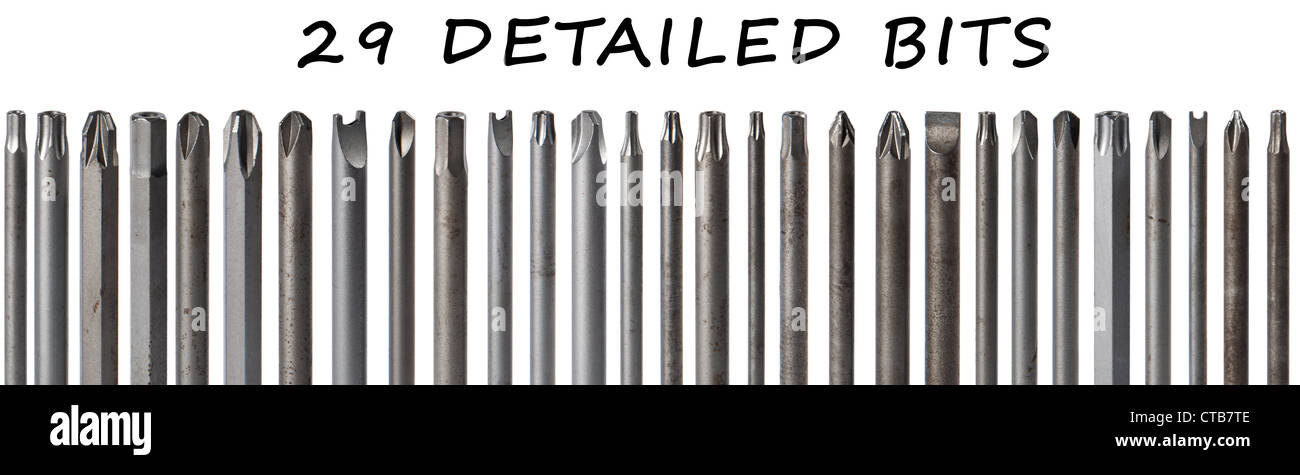 Close-up picture with 29 isolated bits Stock Photo - Alamy