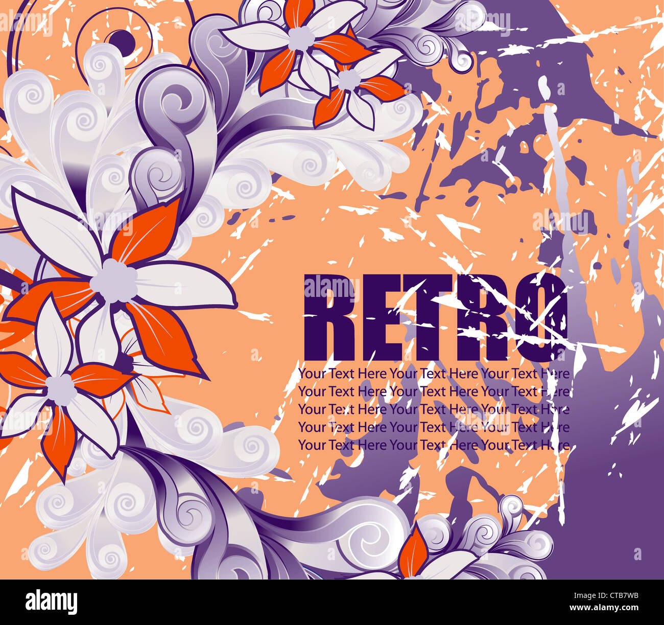 vector floral on eroded background Stock Photo - Alamy