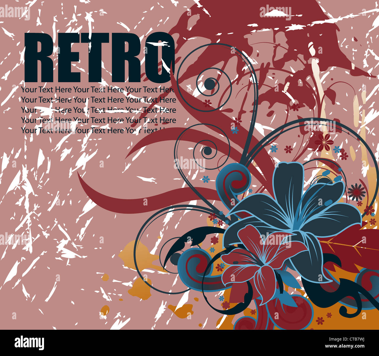 vector floral on eroded background Stock Photo - Alamy