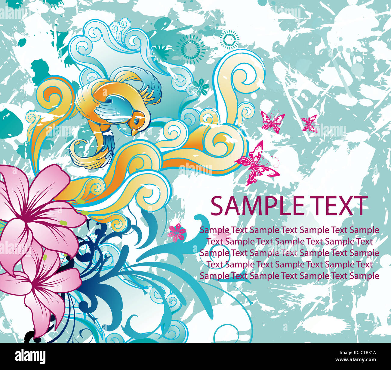 vector eroded background with floral Stock Photo - Alamy