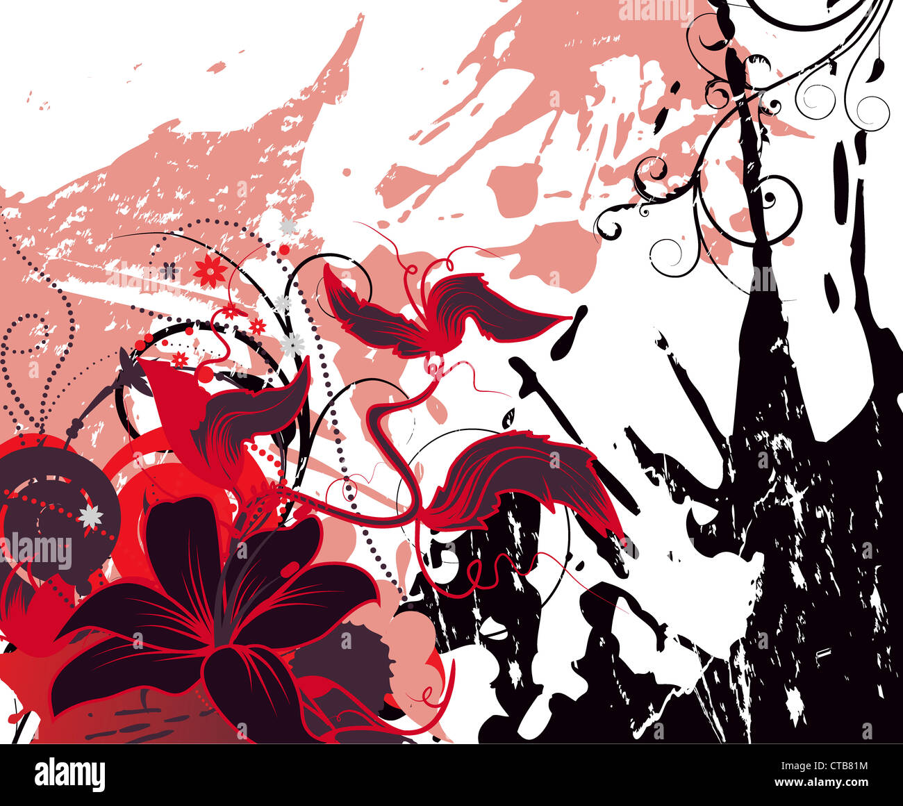 vector eroded background with floral Stock Photo - Alamy