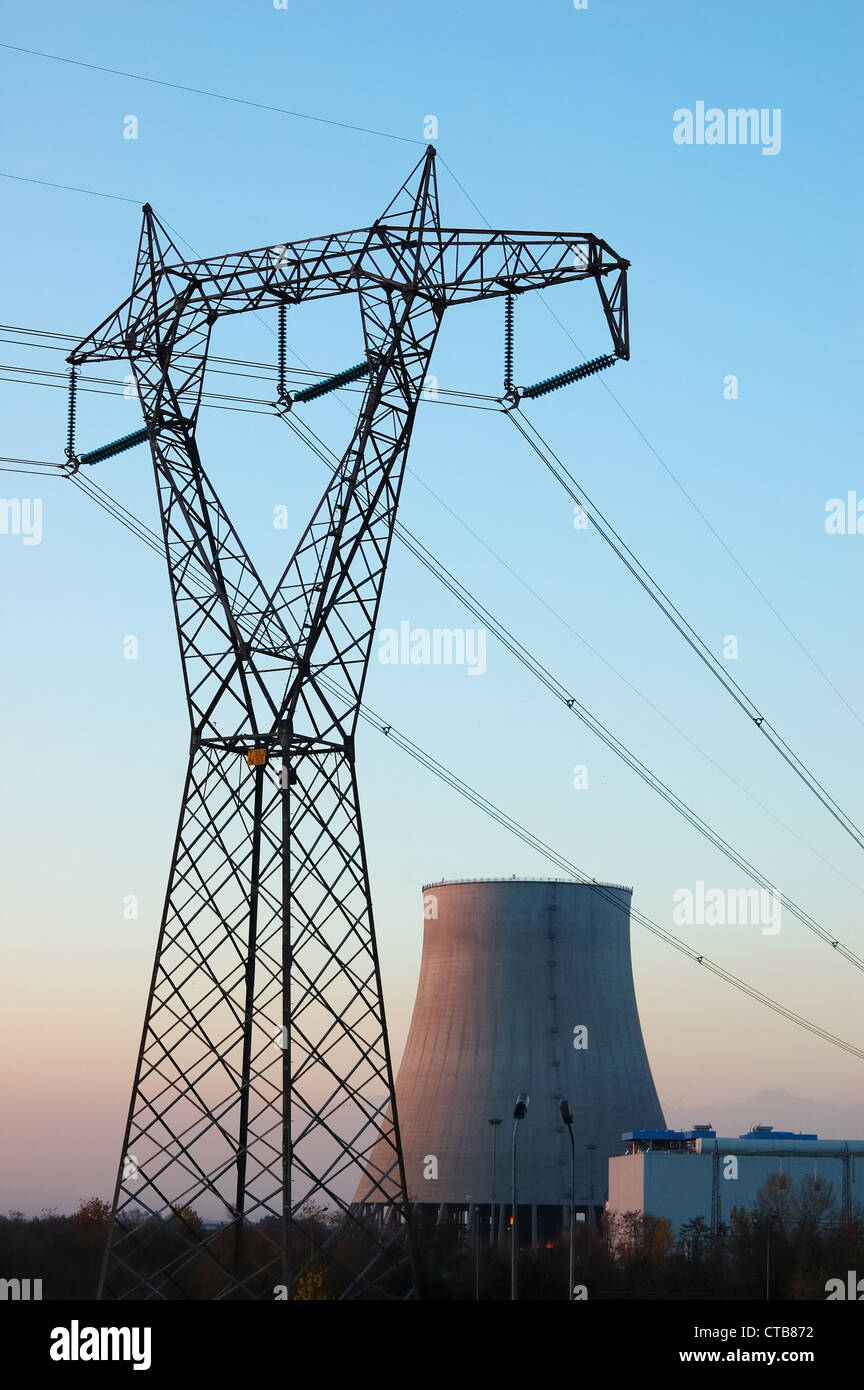 Power line in front of a nuclear power plant Stock Photo - Alamy