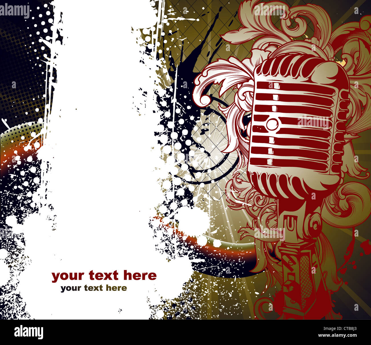 vector retro concert poster with microphone Stock Photo - Alamy