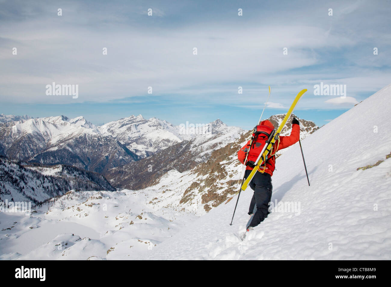 Ski-Climber on a snowy ridge, Italian alps Stock Photo - Alamy