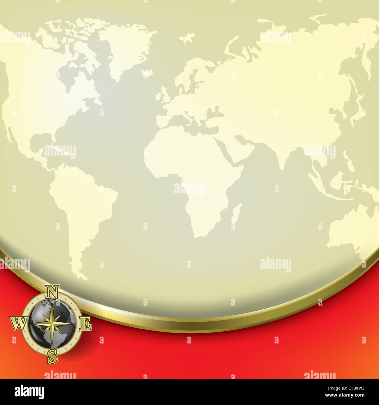Abstract beige background with earth map and compass Stock Photo - Alamy