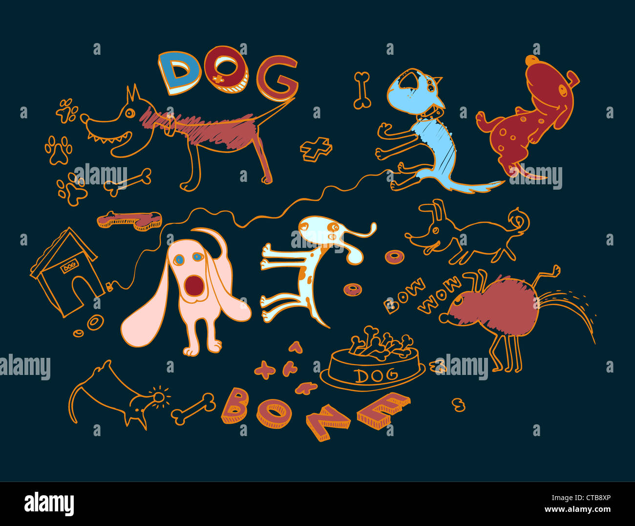 funny doodles vector illustration Stock Photo - Alamy